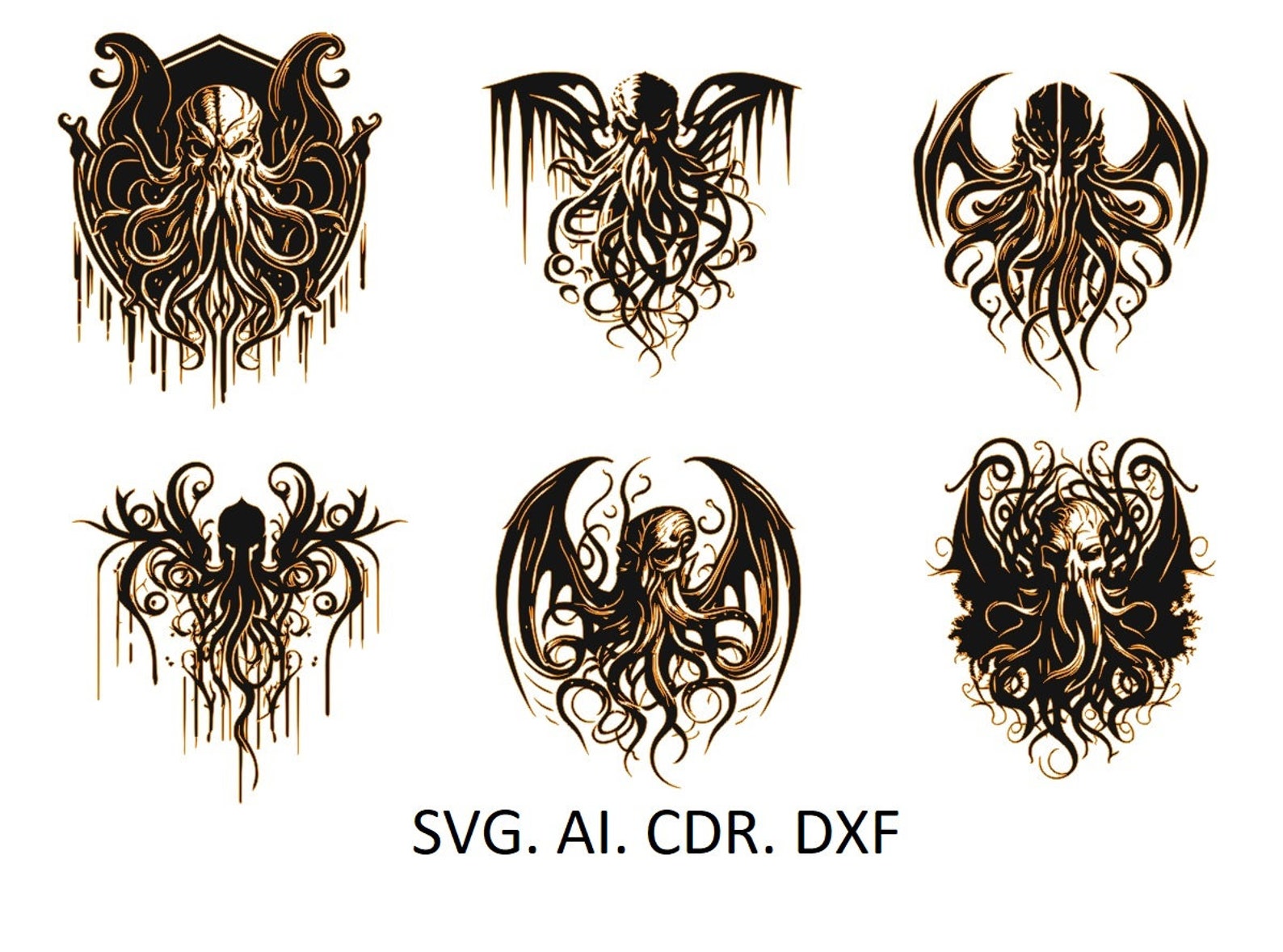 SET Cthulhu 2 SVG, Lovecraft Eldritch Horror Clipart, DXF for Laser ...