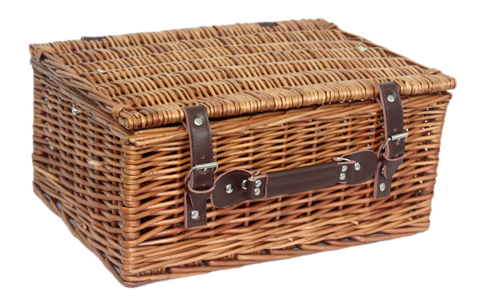 Leather 18 Inch Large Wicker Hamper Double Steamedbrown Thick - Etsy UK