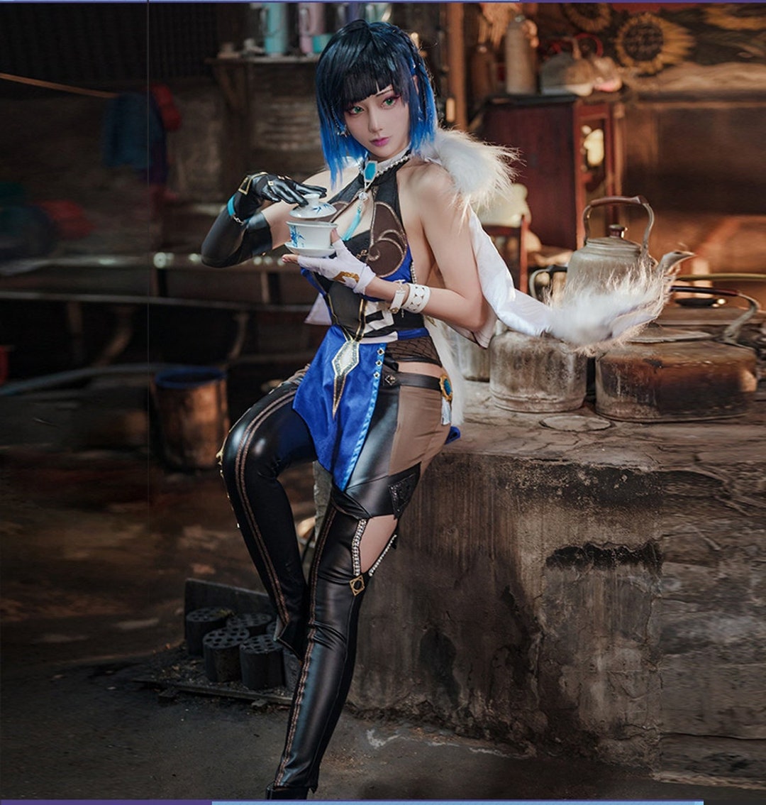 Genshin Impact Yelan Cosplay Costume Yelan Dress Wig And Shoes Etsy