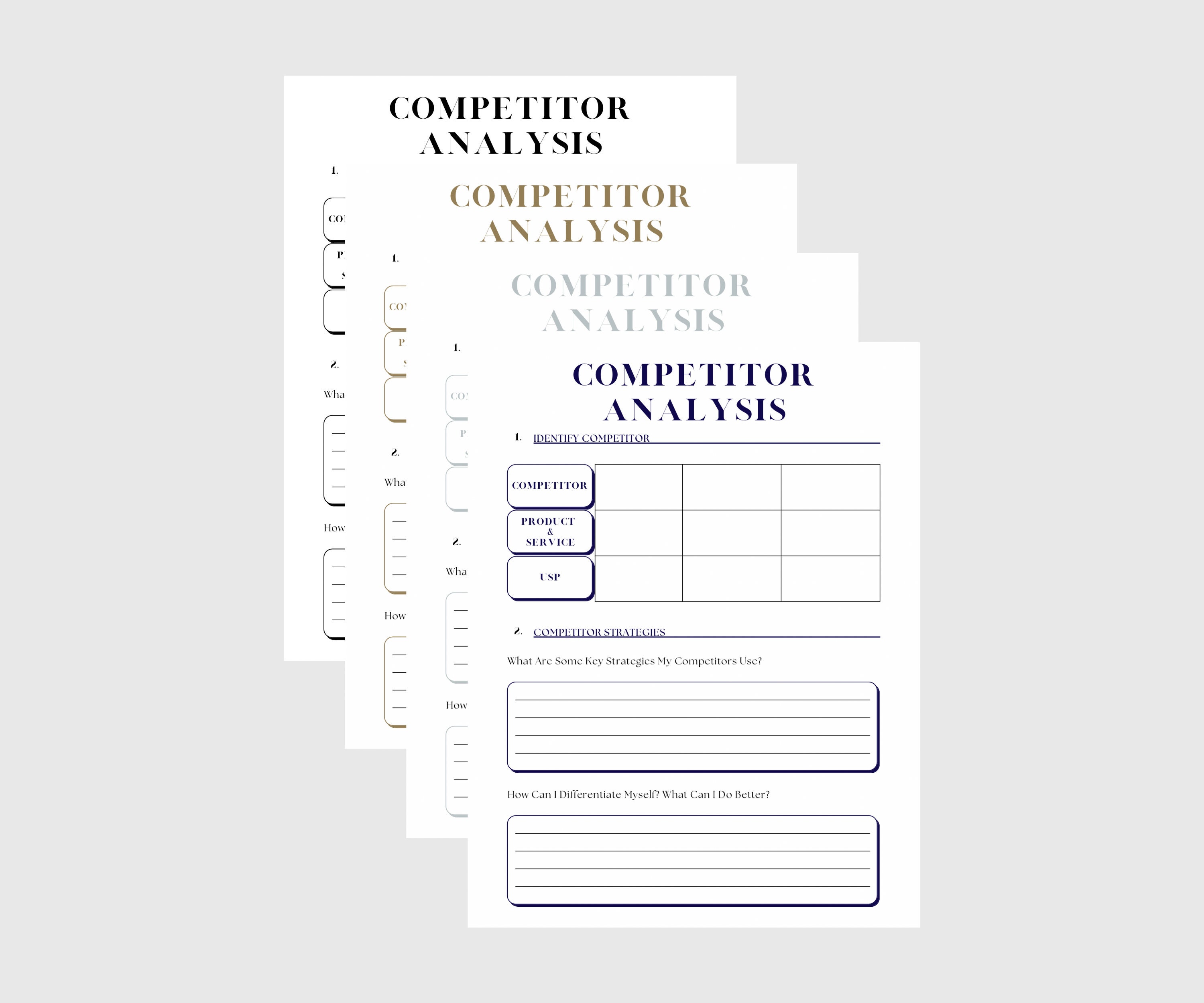 Printable Competitor Analysis Template, Business Analytics, Business ...