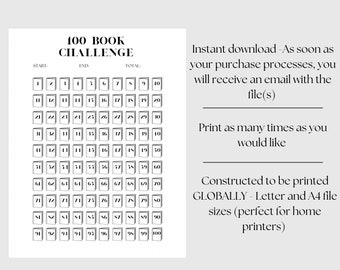 Editable Printable 100 Book Reading Challenge, 100 Book Challenge ...