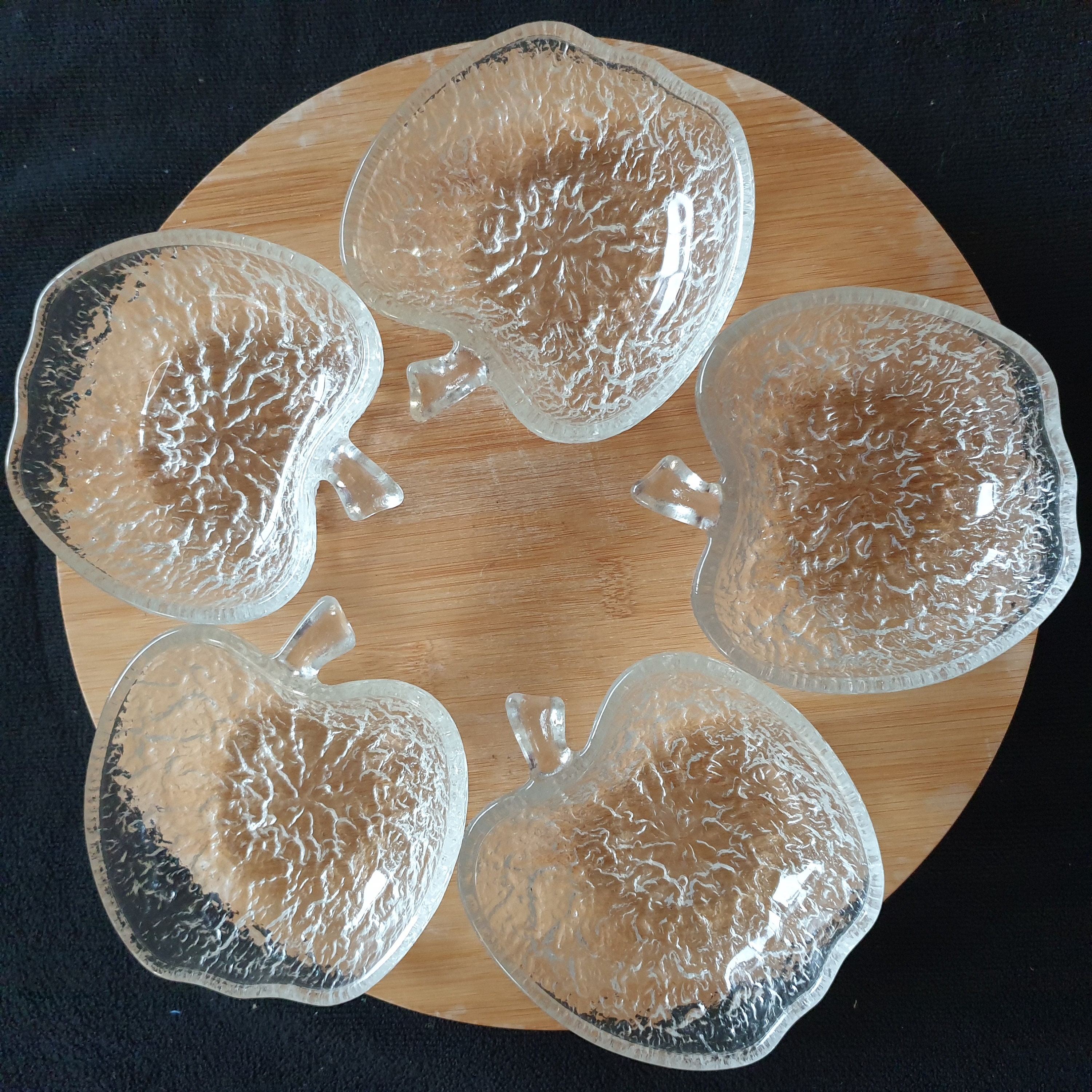 Large Vintage Sized Textured Glass Bowl With 5 Side Bowls. | Etsy