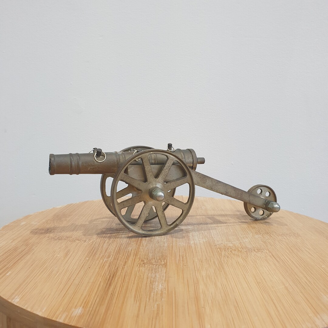 Vintage Small Solid Brass Cannon. Ornate Brass Desk Cannon. Decorative ...