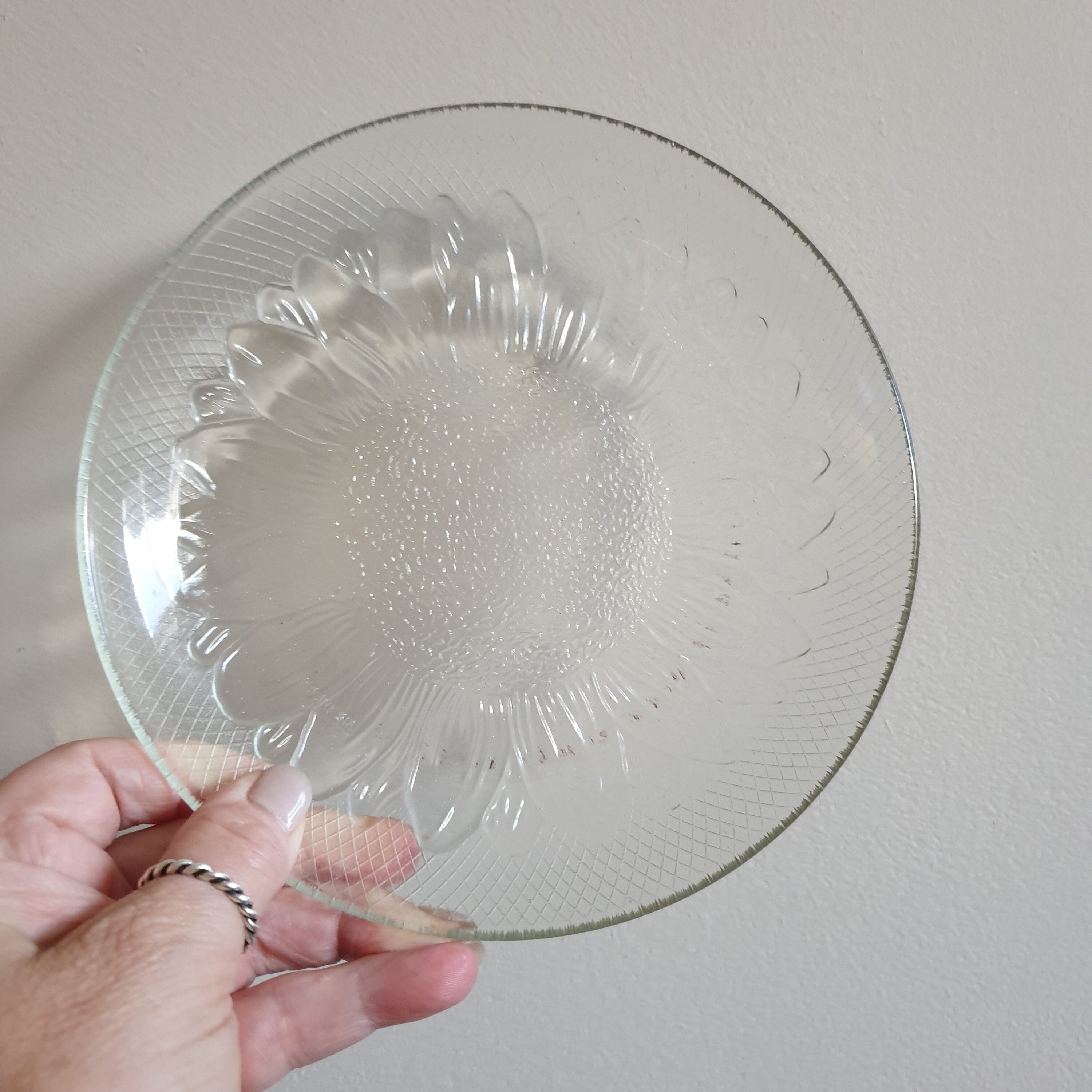 6 Clear Glass Side Plates. 1 Large Serving Plate. Dessert | Etsy