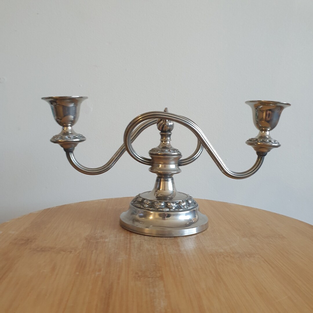 Vintage Silver 2 Arm Candelabra. Candlestick Holder. Candle Holder ...