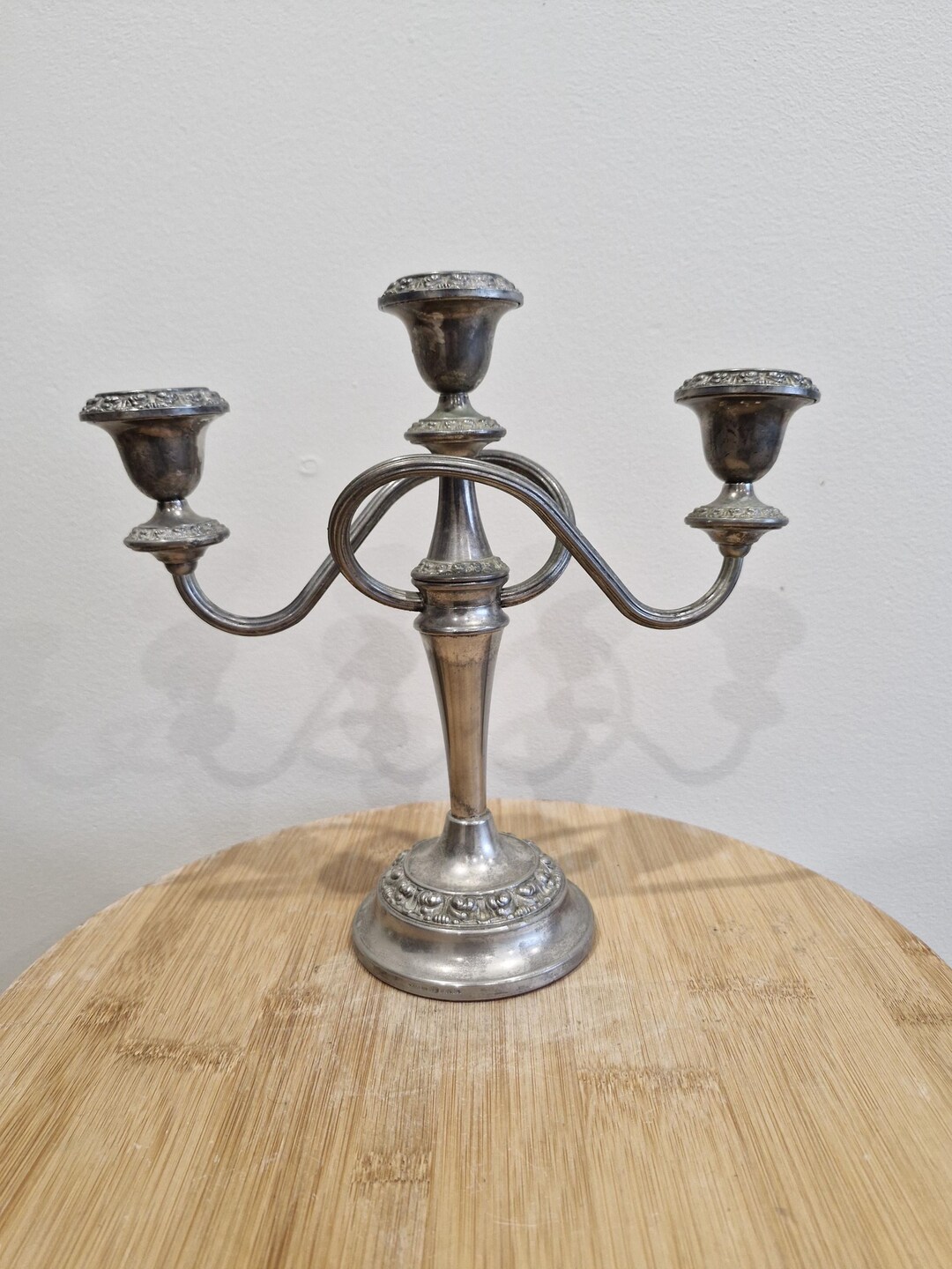 Vintage Silver Plated 3 Arm Candle Holder. Decorative 3 Arm Candle ...