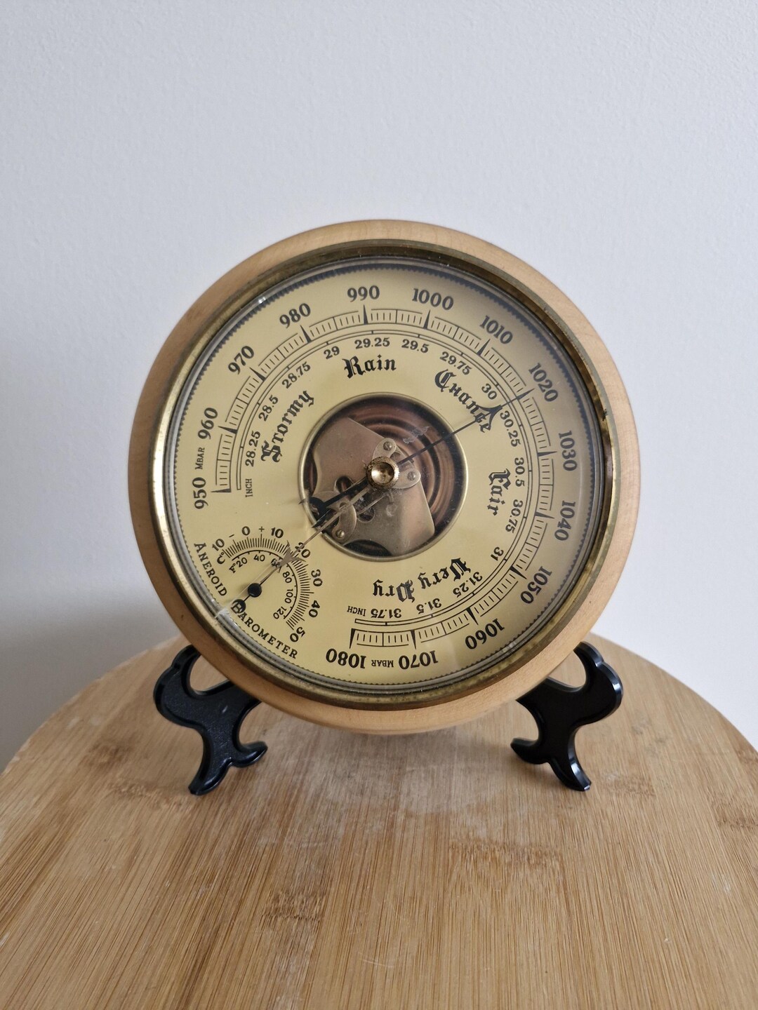 Vintage Aneroid Barometer. Wooden and Brass Barometer. Nautical Decor ...