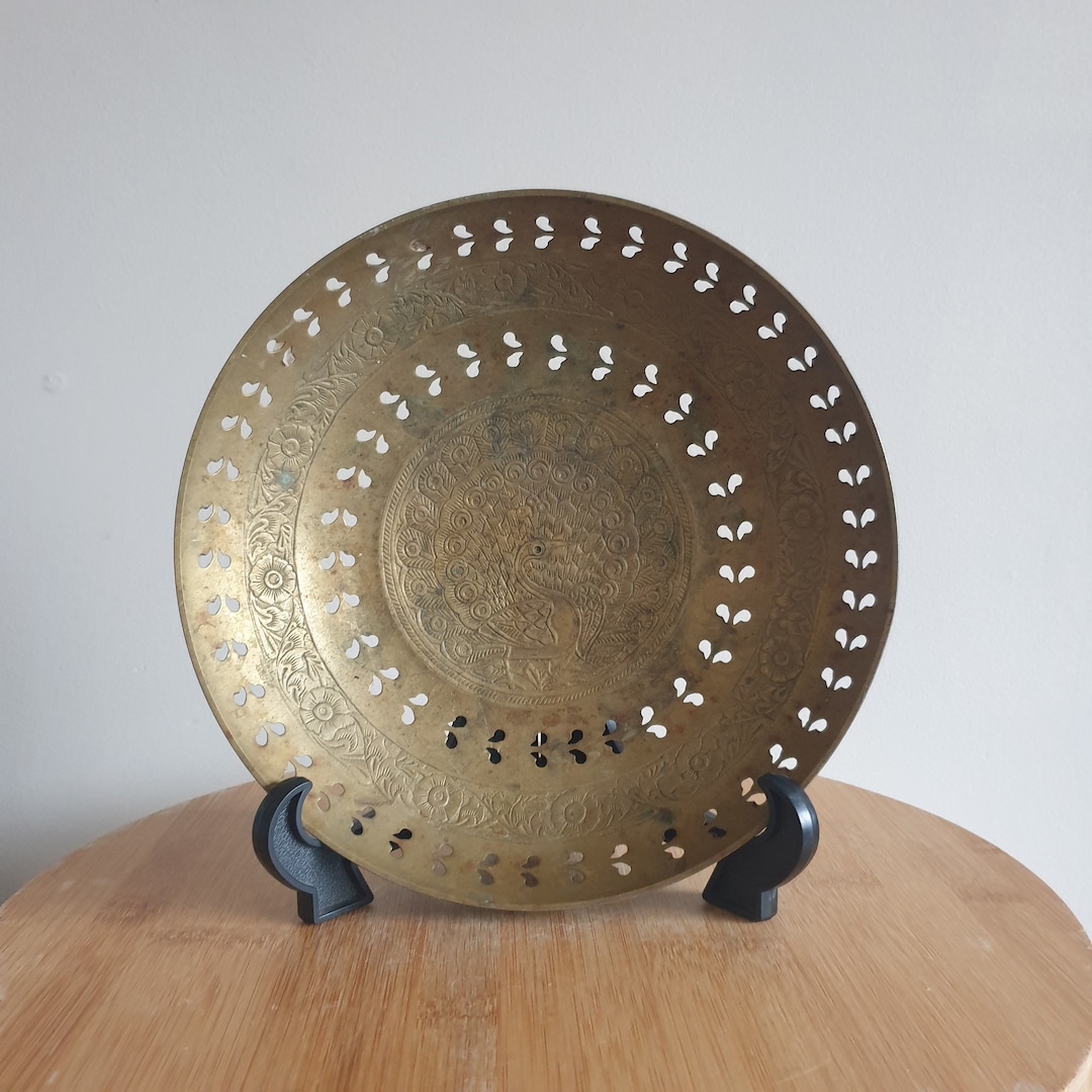 Vintage Brass Etched Bowl. Vintage Rustic Brass Bowl. Vintage Brass ...