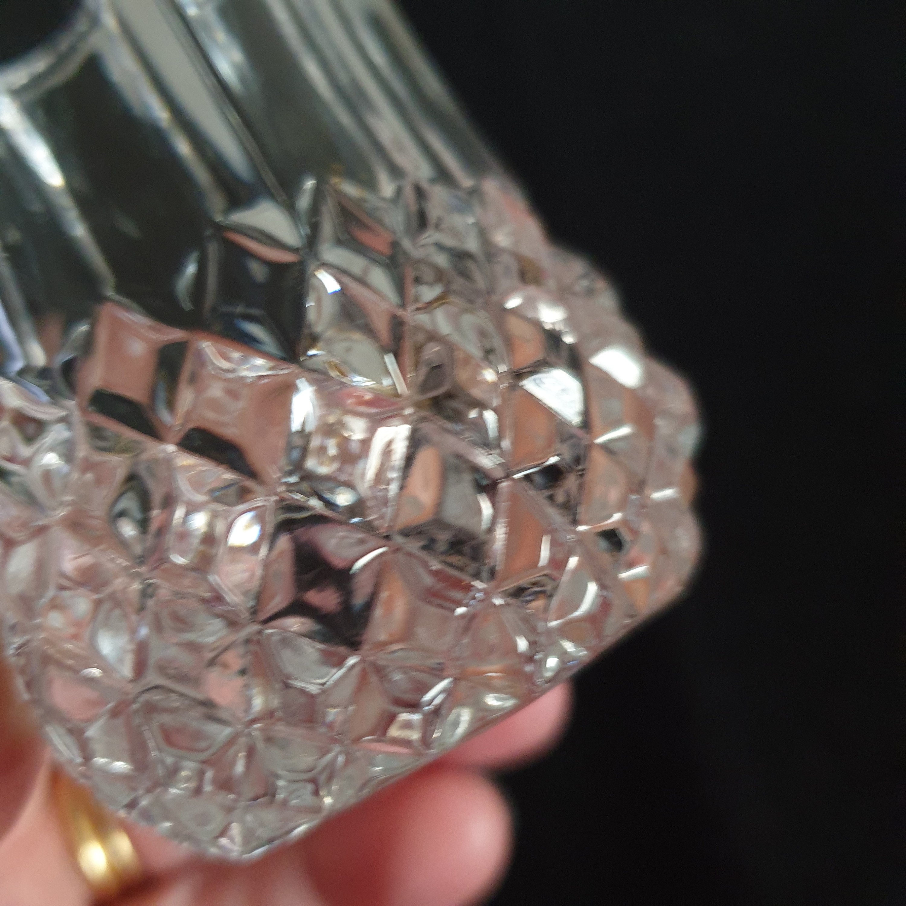 Small Vintage Crystal Diamond Cut Vase. Cut Glass Crystal | Etsy