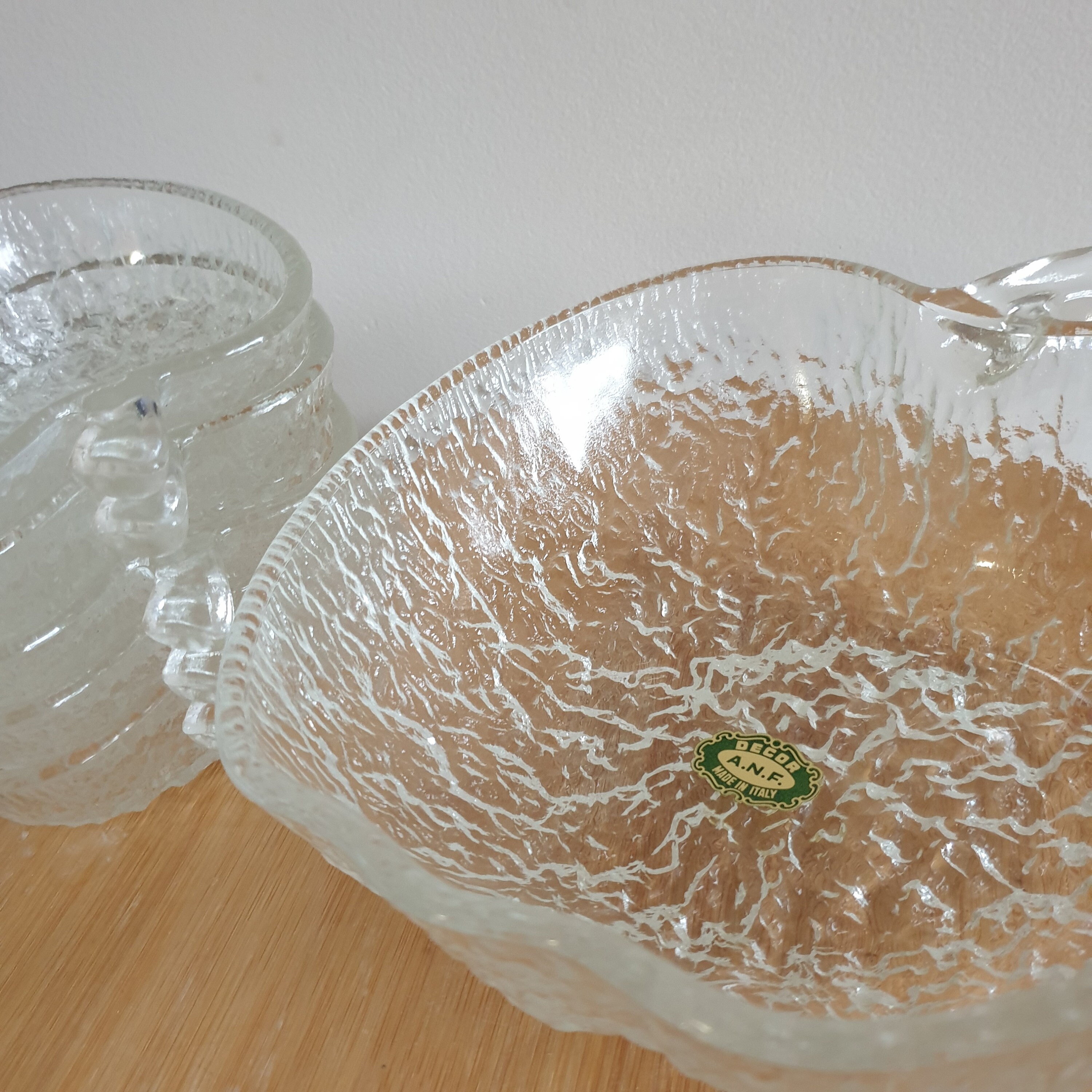 Large Vintage Sized Textured Glass Bowl With 5 Side Bowls. | Etsy