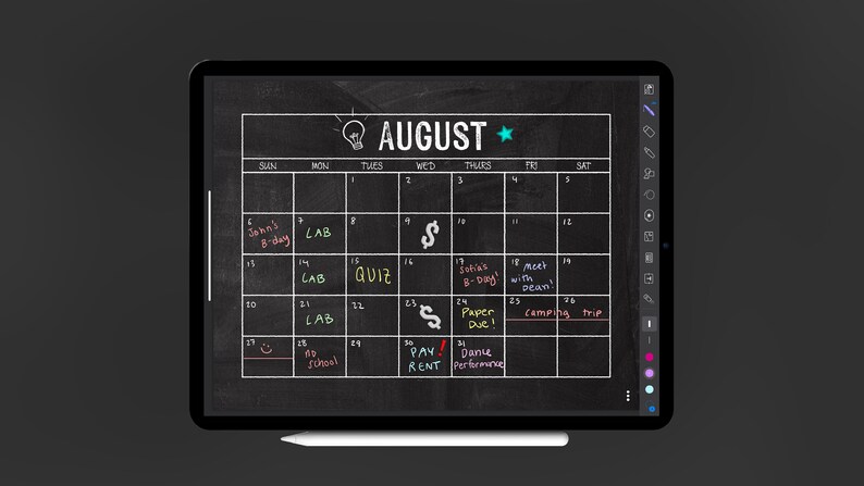 Chalkboard Aesthetic Digital Planner - Undated Year-long Goodnotes ...