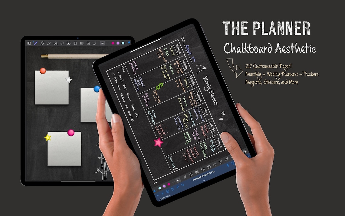 Chalkboard Aesthetic Digital Planner - Undated Year-long Goodnotes ...