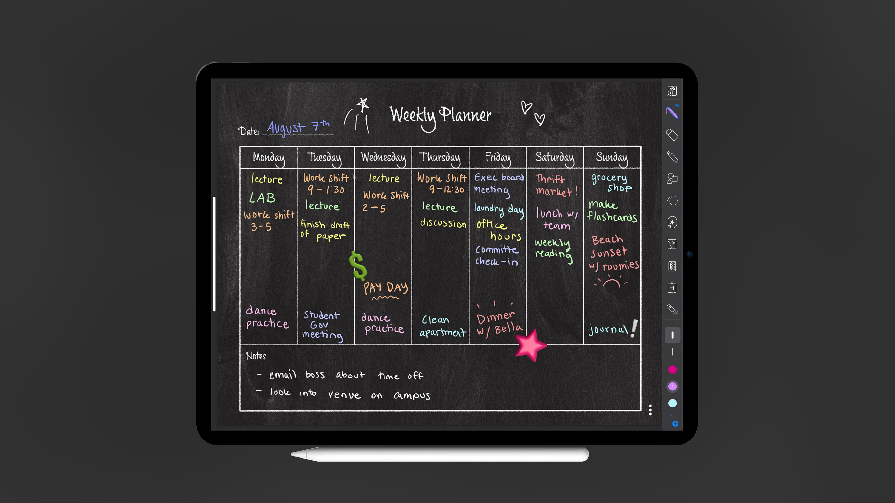 Chalkboard Aesthetic Digital Planner - Undated Year-long Goodnotes ...