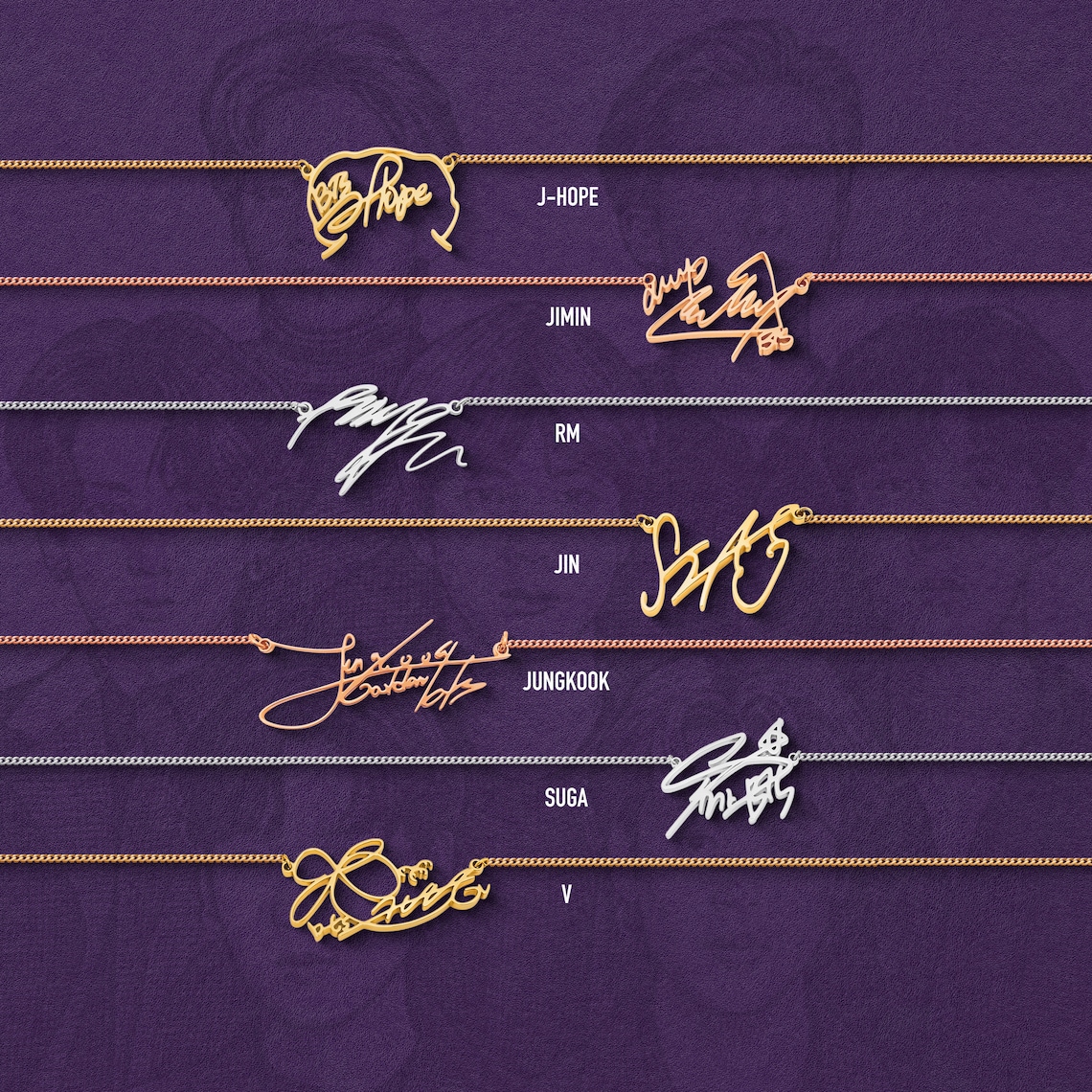 BTS Signature Necklace Bts V Bts Jimin Bts J-hope Bts - Etsy Canada