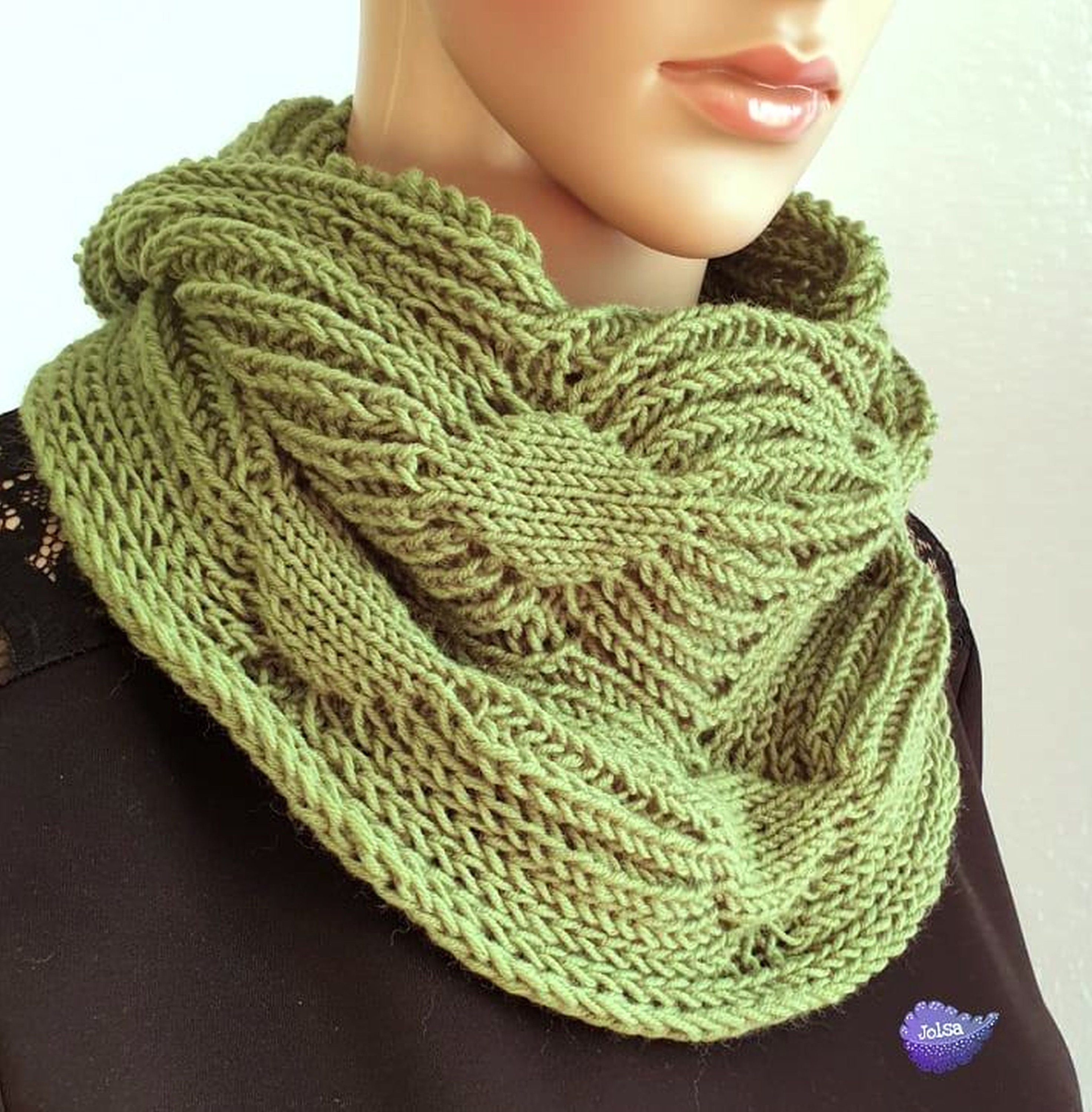 Circle Green Scarf PDF, Rundschal, Knitted Loop, Neckwarmer, Knitting ...