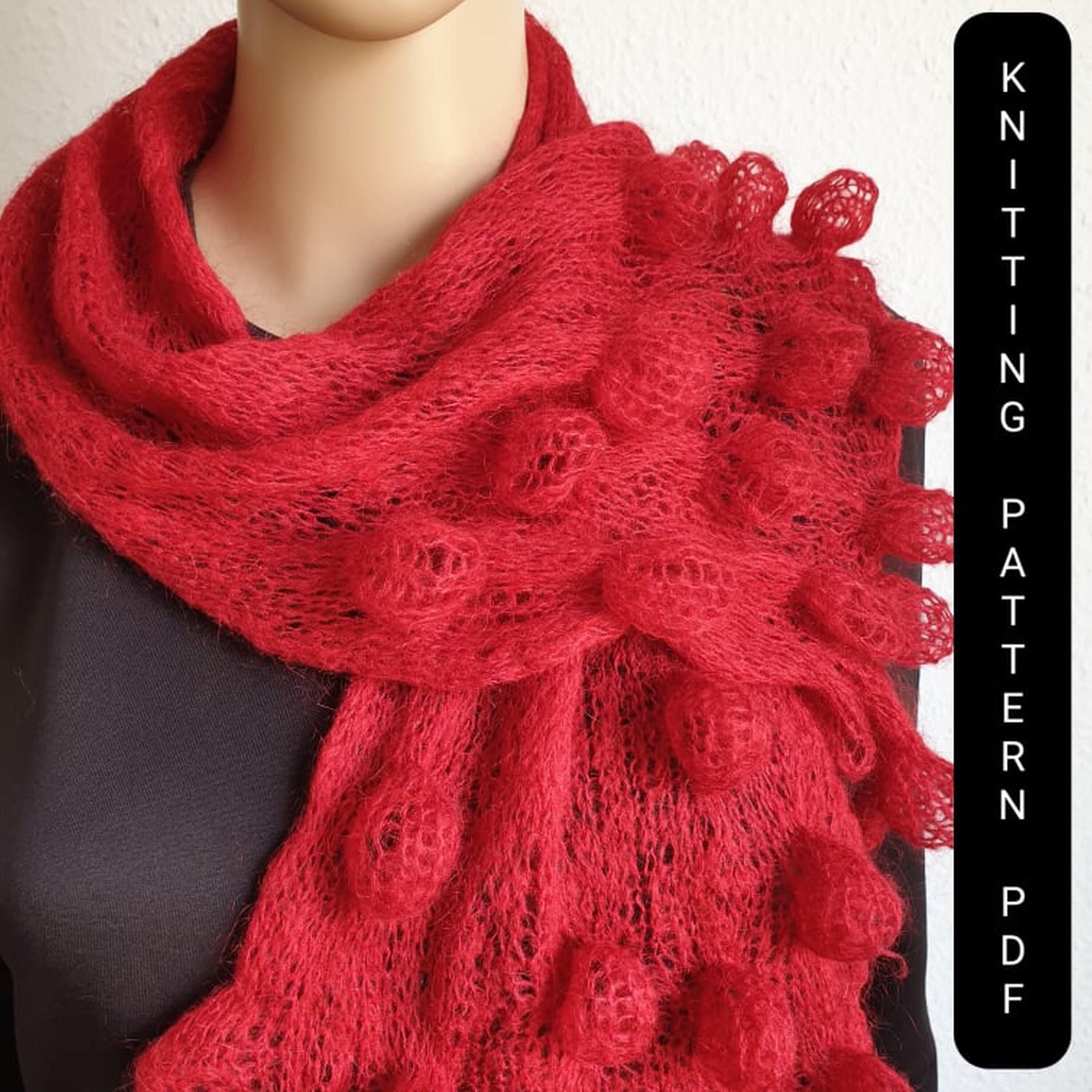Bubble Scarf Knit PATTERN, Spring Knitted Scarf, Hand Knitted Scarf PDF ...