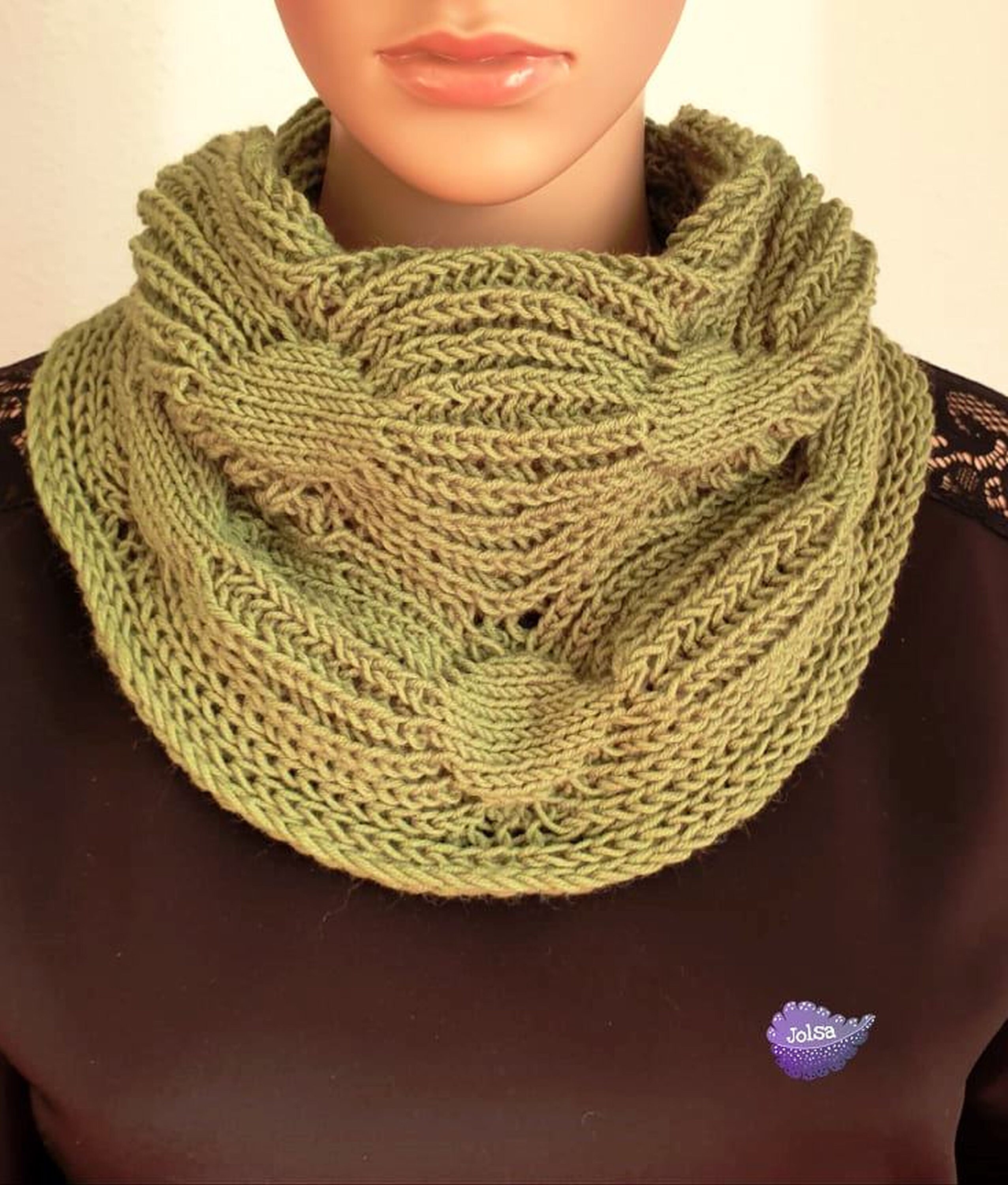 Circle Green Scarf PDF, Rundschal, Knitted Loop, Neckwarmer, Knitting ...