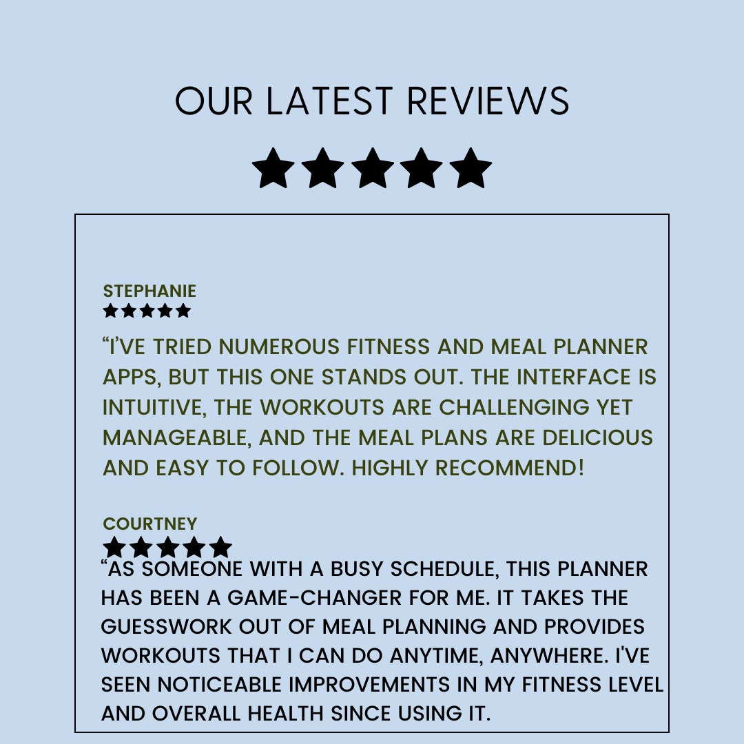 Ultimate Fitness & Meal Planner Printable Health Tracker Workout Log ...