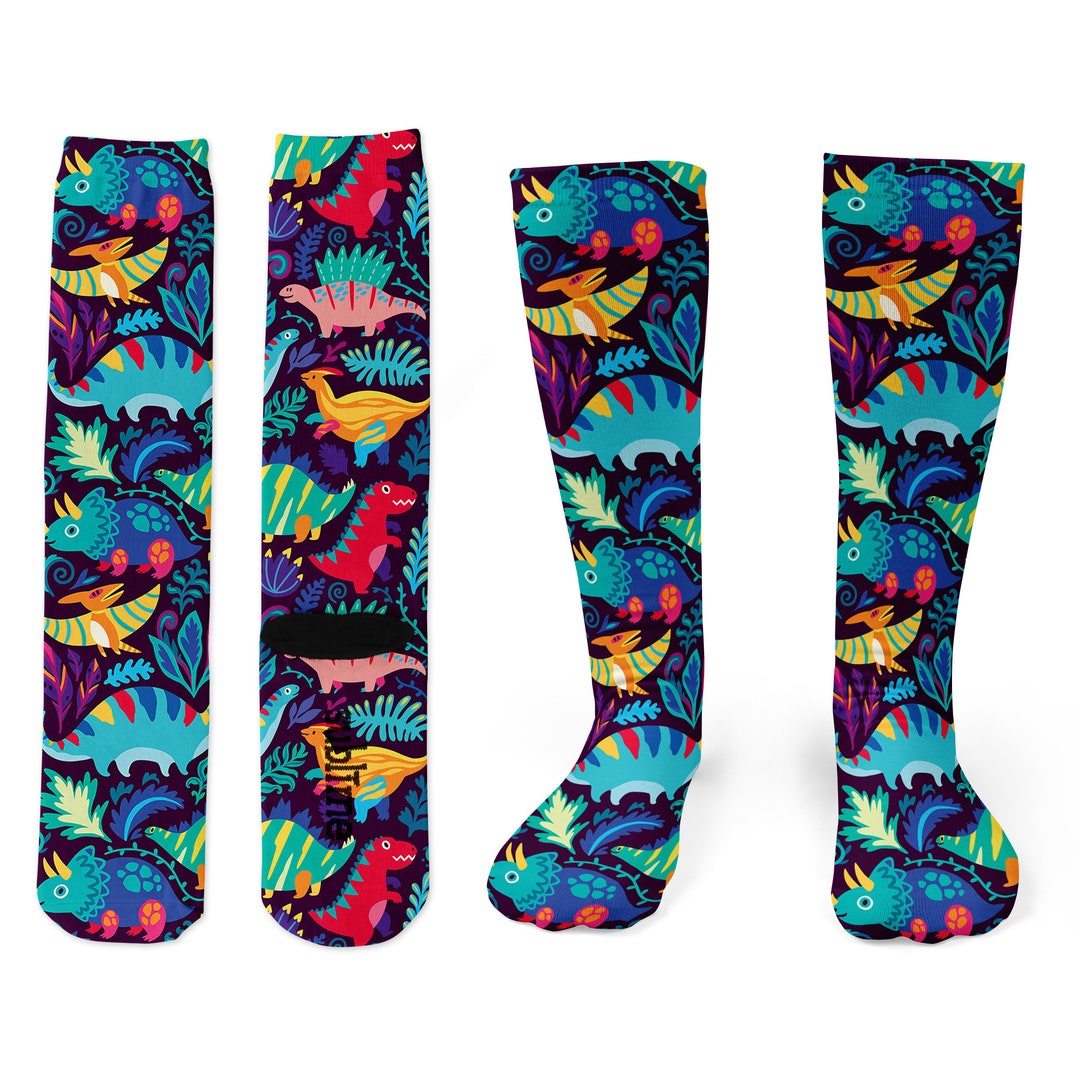 Dinosaurs Fun Novelty Knee Socks - Etsy