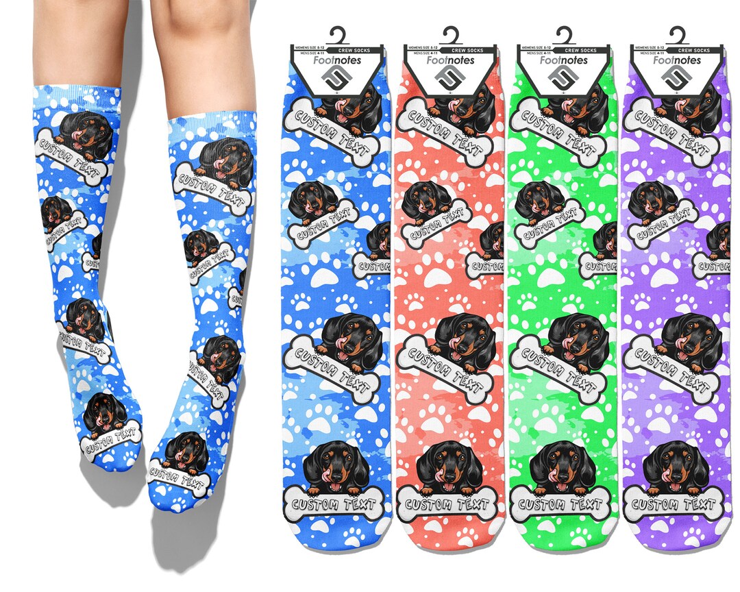 Personalized Dachshund Dog Socks Custom (black) - Etsy
