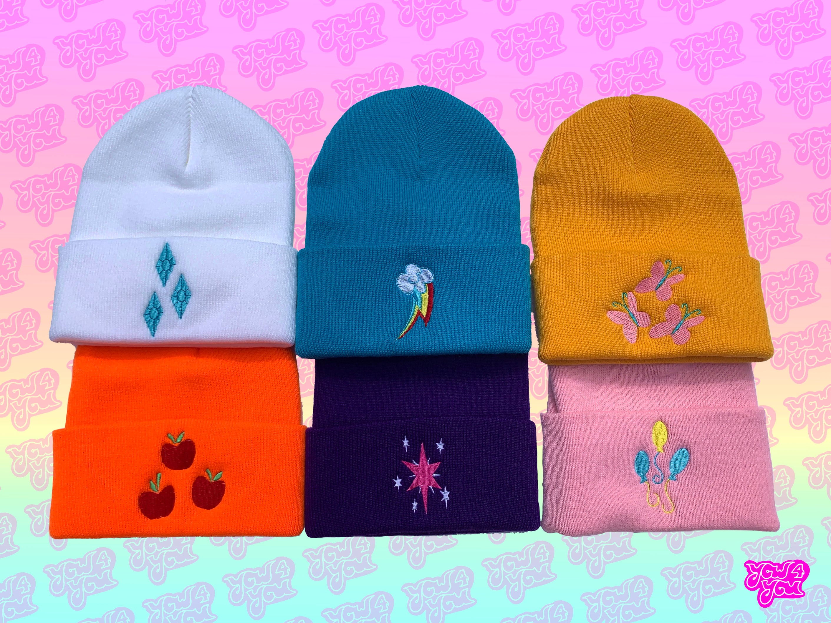 Mane 6 Cutie Mark Beanies My Little Pony Inspired Embroidery | Etsy
