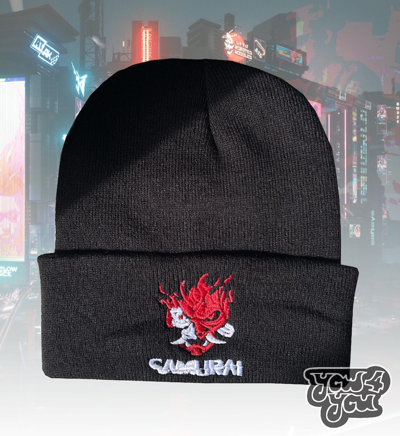 SAMURAI, Cyberpunk 2077 Inspired Embroidered Beanie | Video Game ...