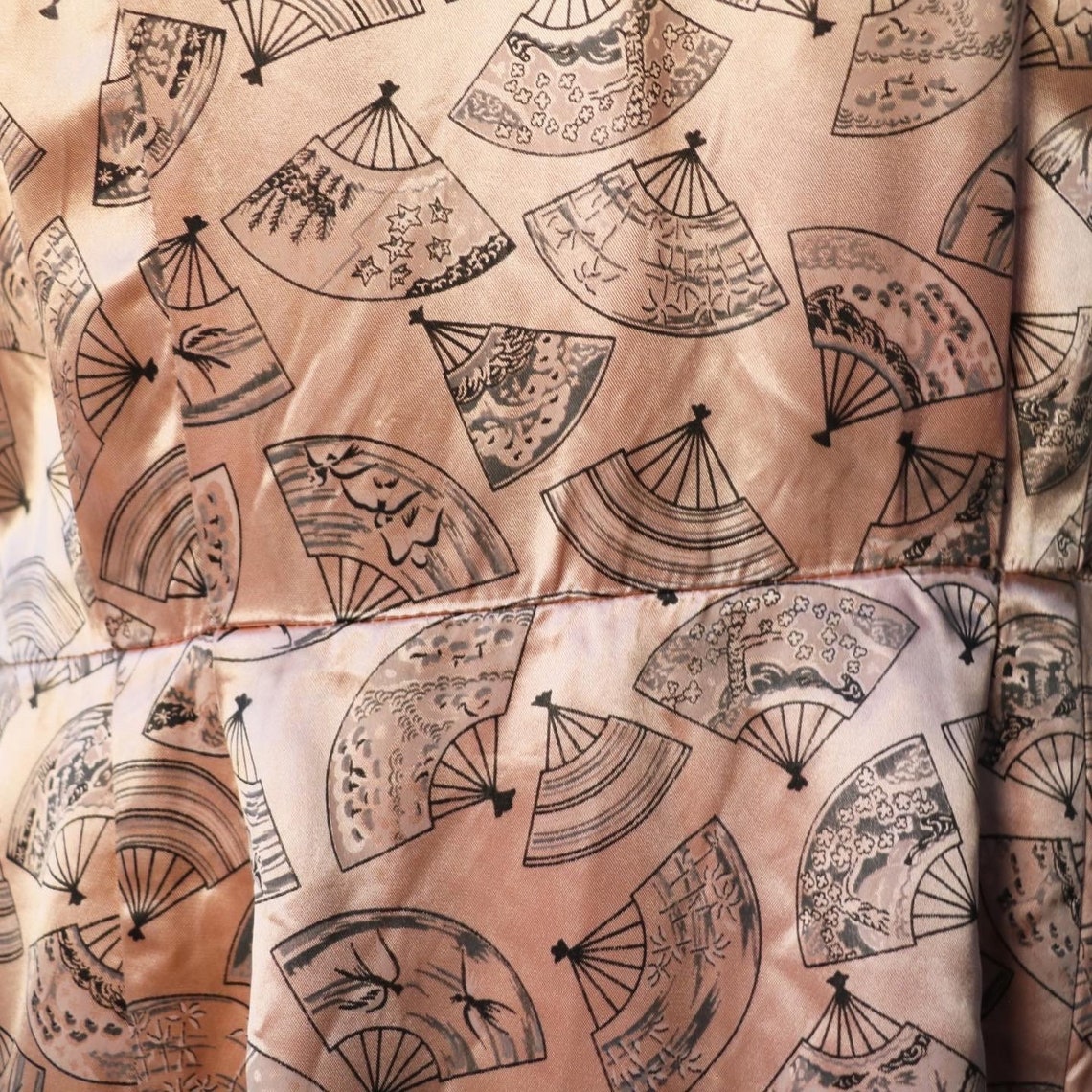 1950s Pink Novelty Fan Prints Satin Qipao Cheongsam Dress - Etsy