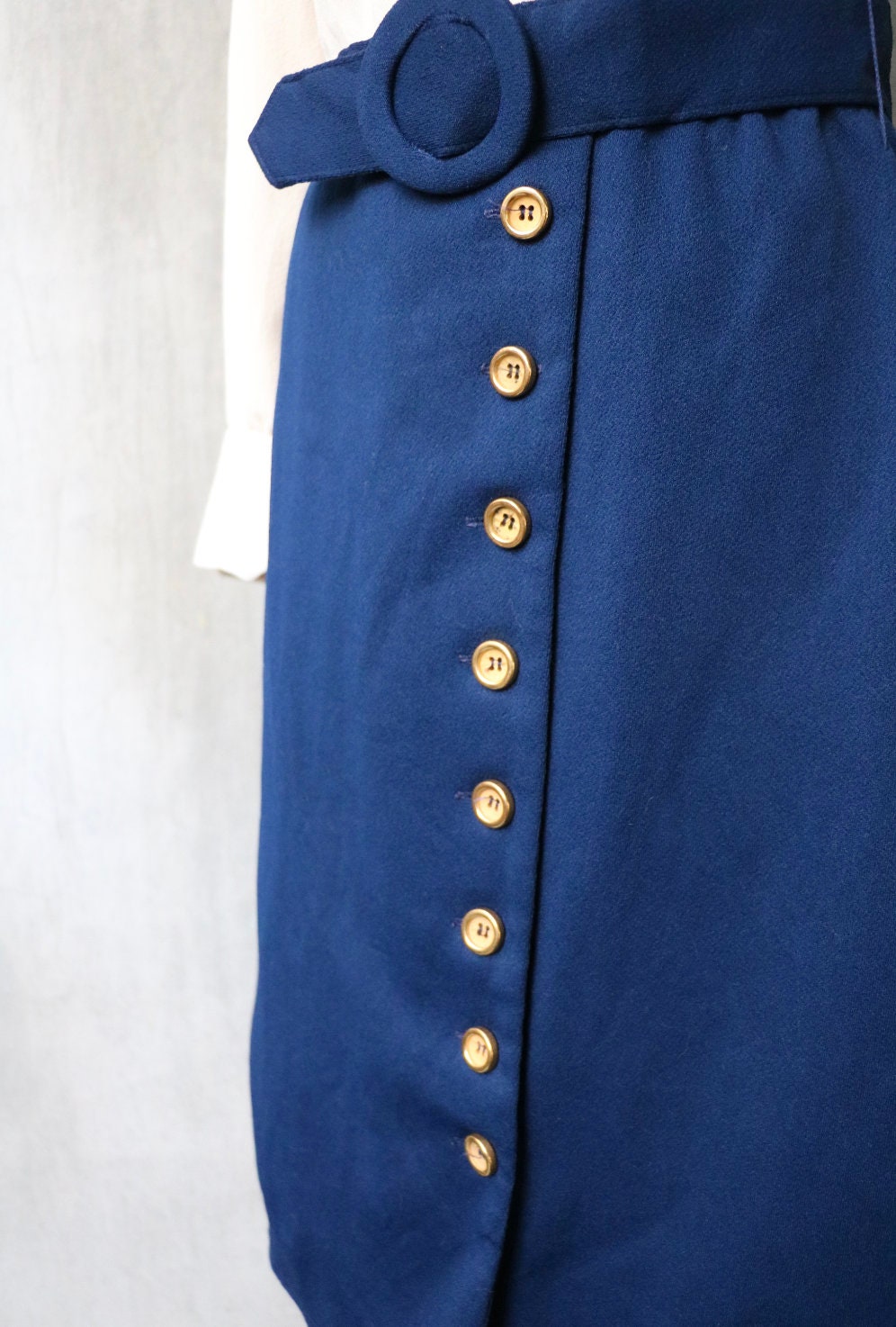 1960s White and Navy Color Block Mod Dress With Golden Buttons - Etsy