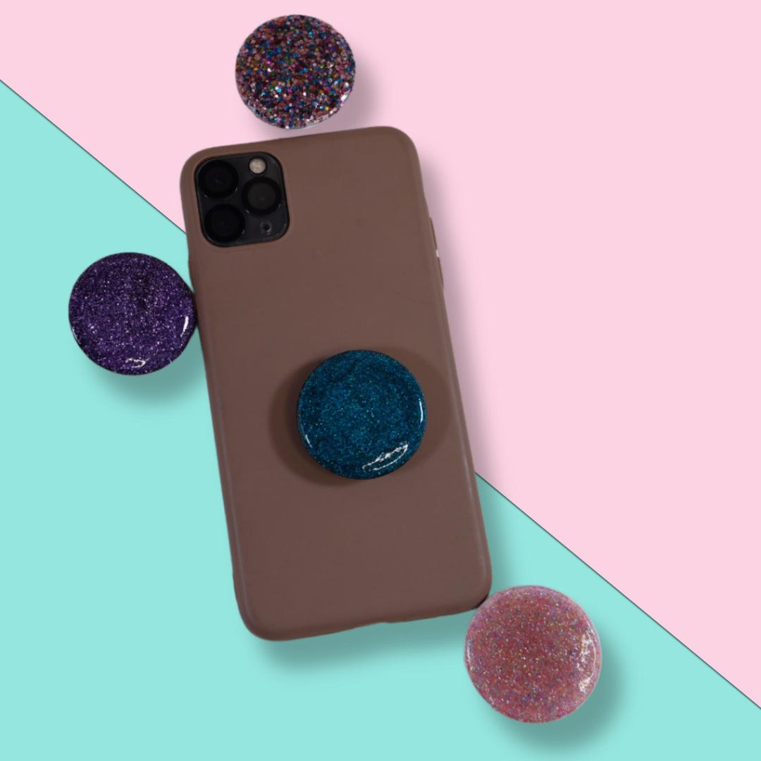 Upcycled Sparkly Glitter Phone Grips, Jewel Tones Expandable Phone ...