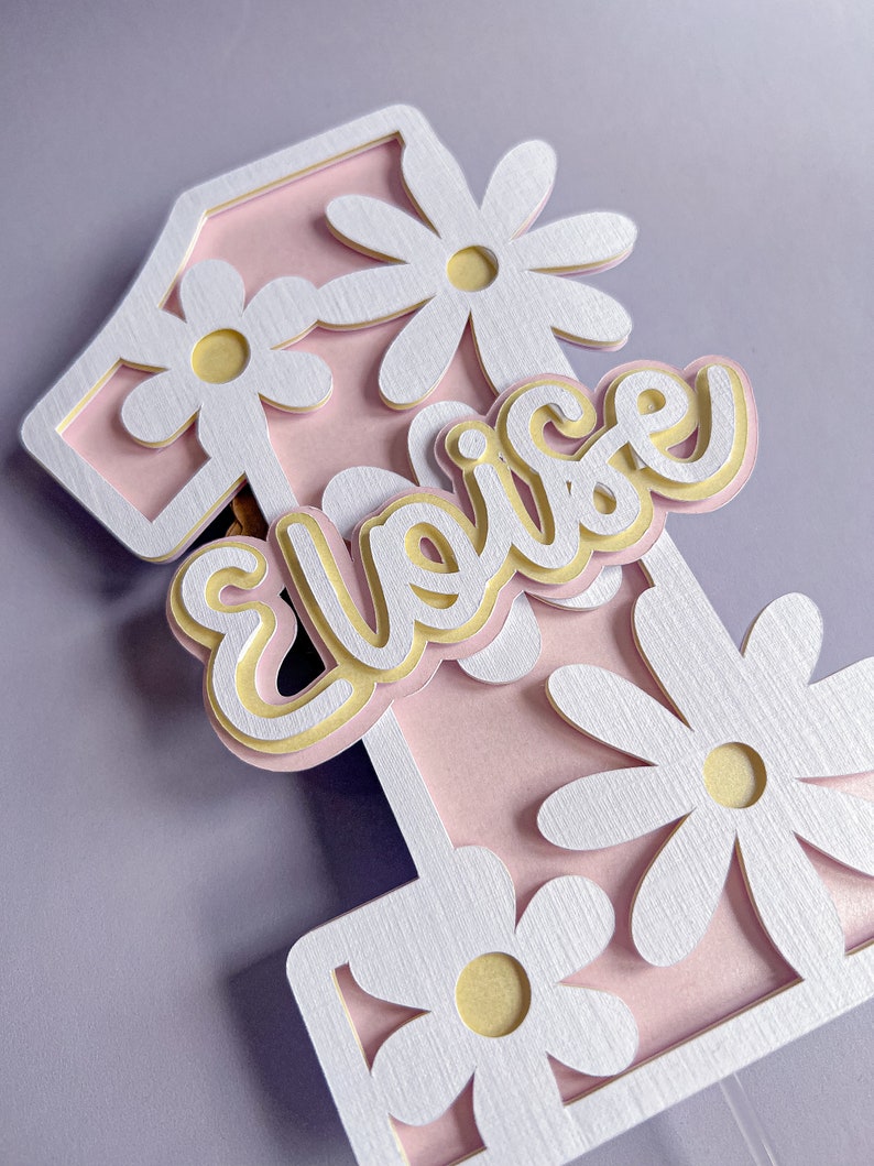 Cute Daisy Number Personalised Name & Age Birthday Custom Cake Topper ...