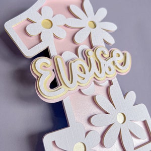 Cute Daisy Number Personalised Name & Age Birthday Custom Cake Topper ...