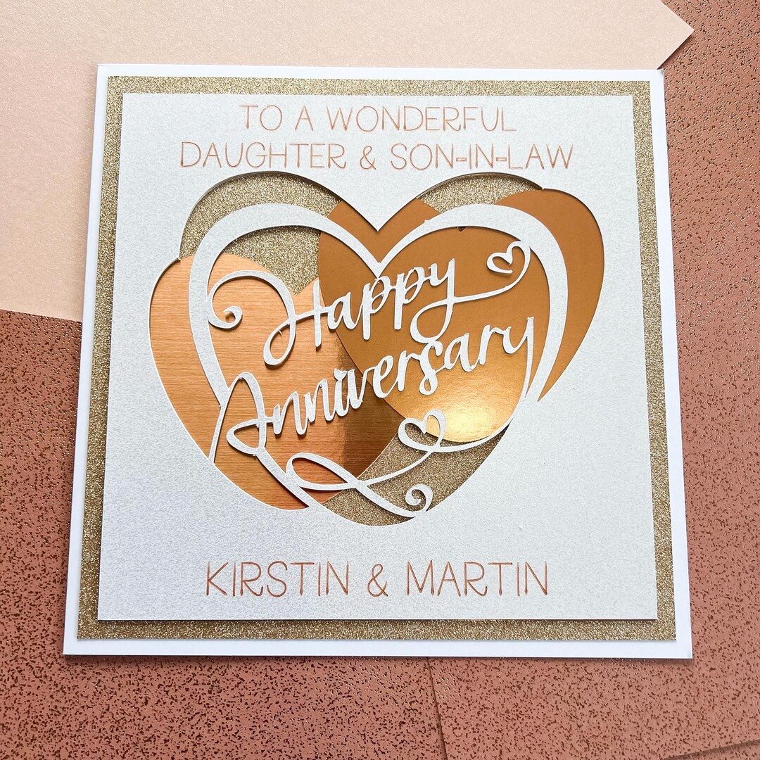 Golden Hearts Papercut Anniversary Card - Etsy