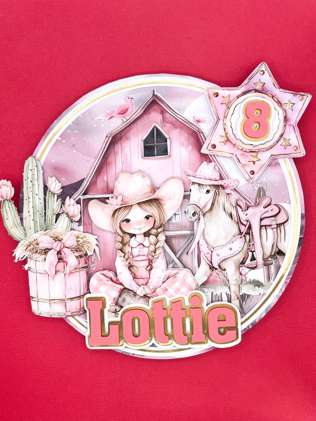 Cowgirl Rancher Cake Topper – Rustic Western Farm Horse Theme for ...