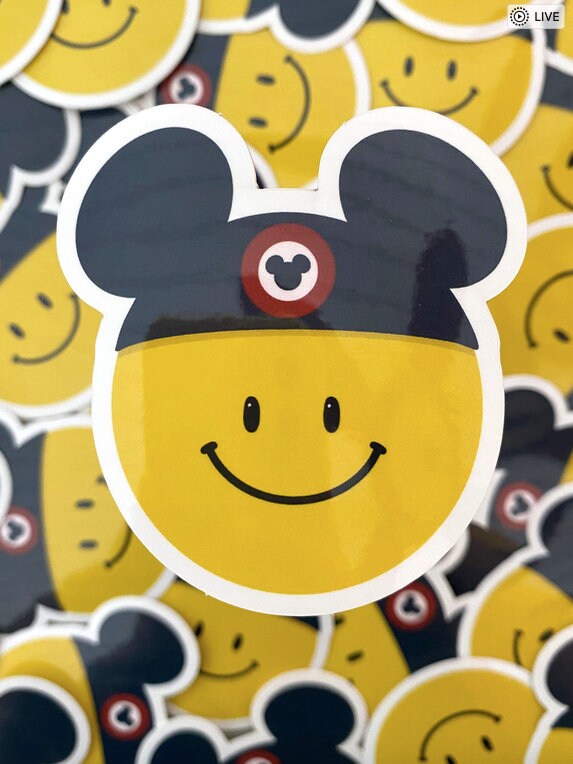 Smiley Face Mickey Sticker | Waterproof Disney Sticker - Etsy