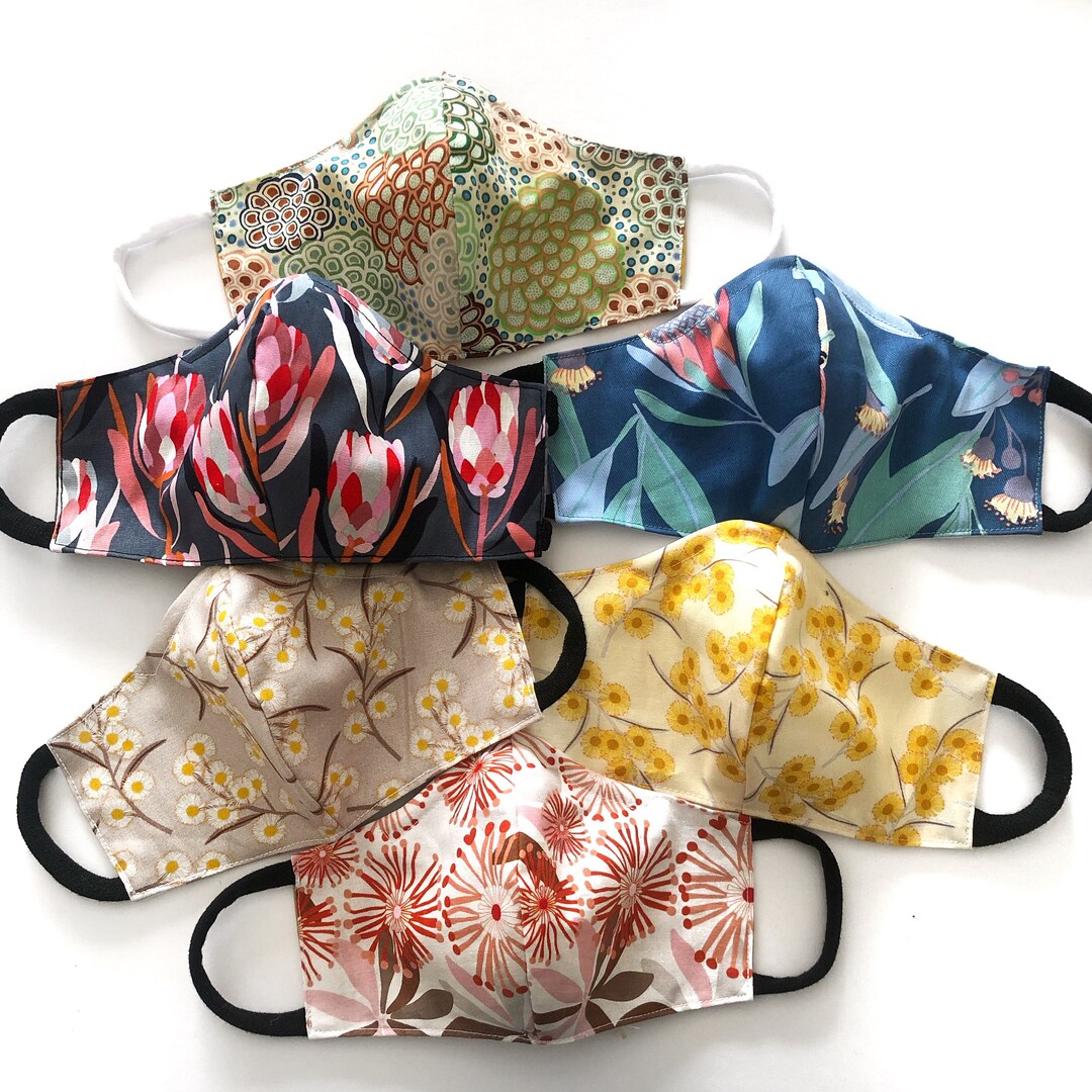Australian Reusable Cloth Face Masks. Comfortable Ear Loops. 3-layers W ...
