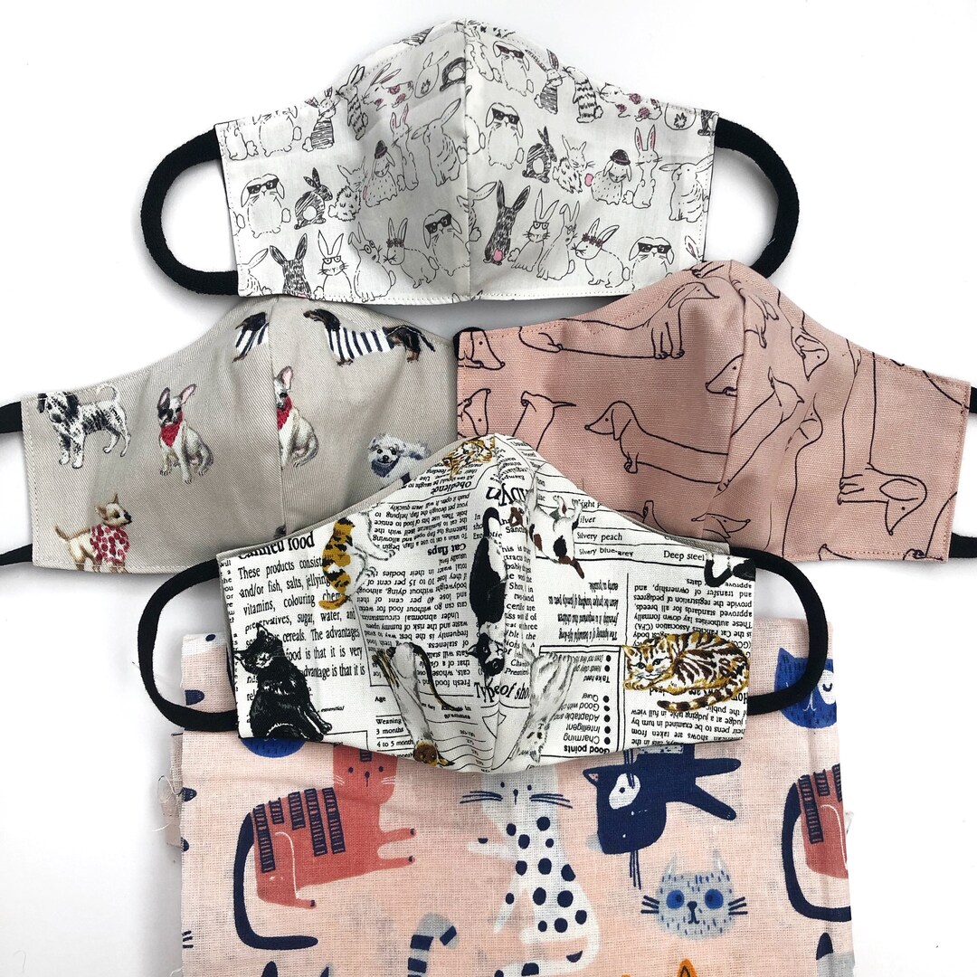 Comfy Reusable 3 Layer Fabric Face Masks W/ Nose Wire & Filter Pockets ...