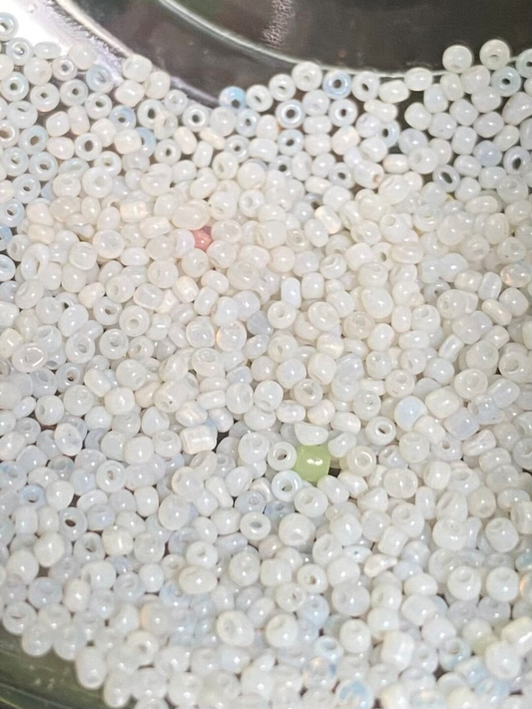 Rare Antique Micro Seed Beads-16/0 Marble White Mix- Opaque ...