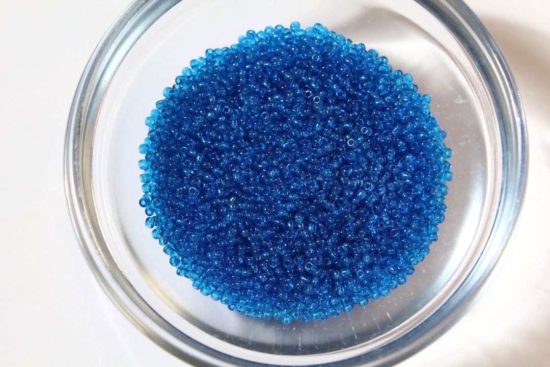 Antique/vintage Micro Seed Beads-13/0 Transparent Rich Turquoise Blue ...
