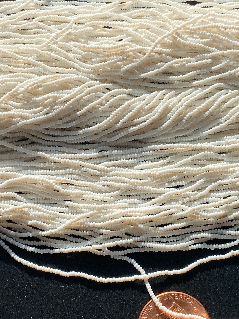 Antique Murano Glass Micro Seed Beads: Greasy Opaque White, 20/0 Hanks ...