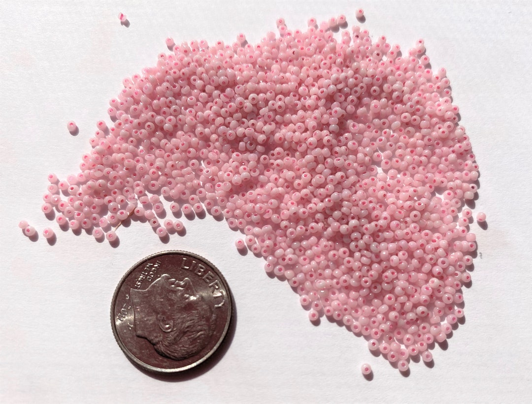 Rare Antique Micro Seed Beads- 14/0-16/0 Greasy Soft Pink With Colored ...