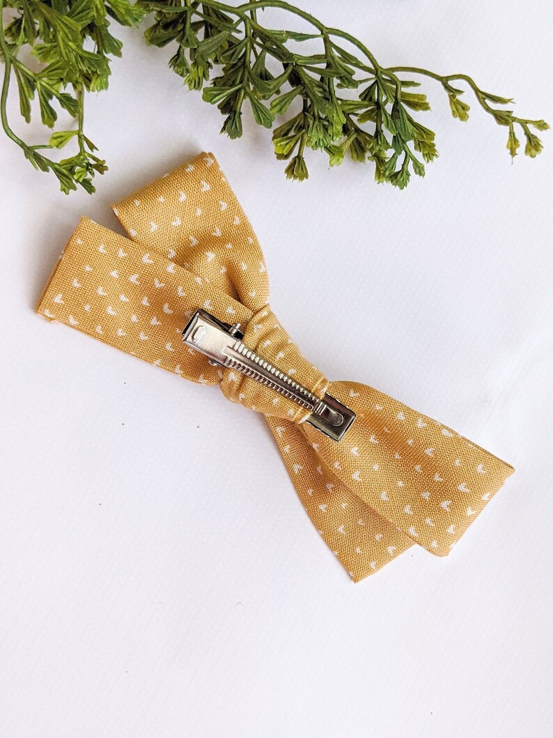 Mini Hearts Mustard MEDIUM Knot Bow | Mustard Hair Bow | Girl's Hair ...