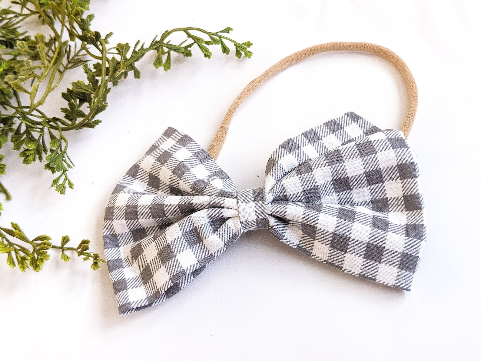 Gray Gingham LARGE Bow Large Gingham Hair Bow Girl's | Etsy
