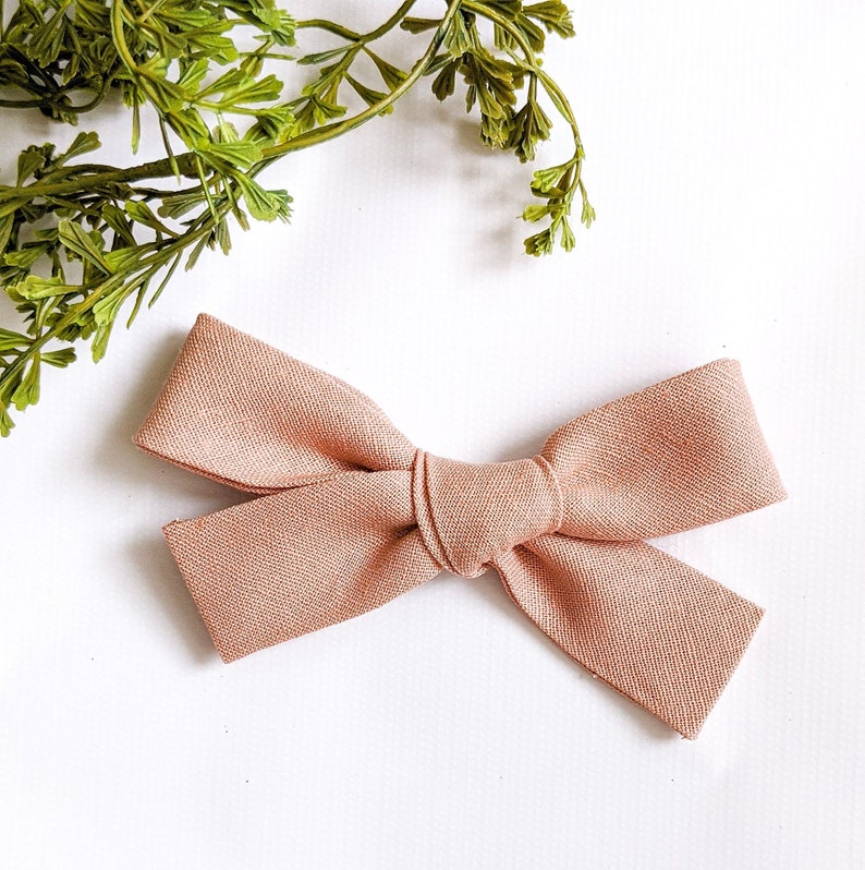 Linen Rose MEDIUM Knot Bow | Light Pink Hair Bow | Girl's Hair Bow ...