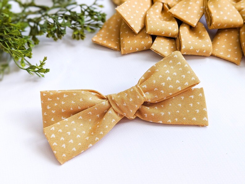 Mini Hearts Mustard MEDIUM Knot Bow | Mustard Hair Bow | Girl's Hair ...
