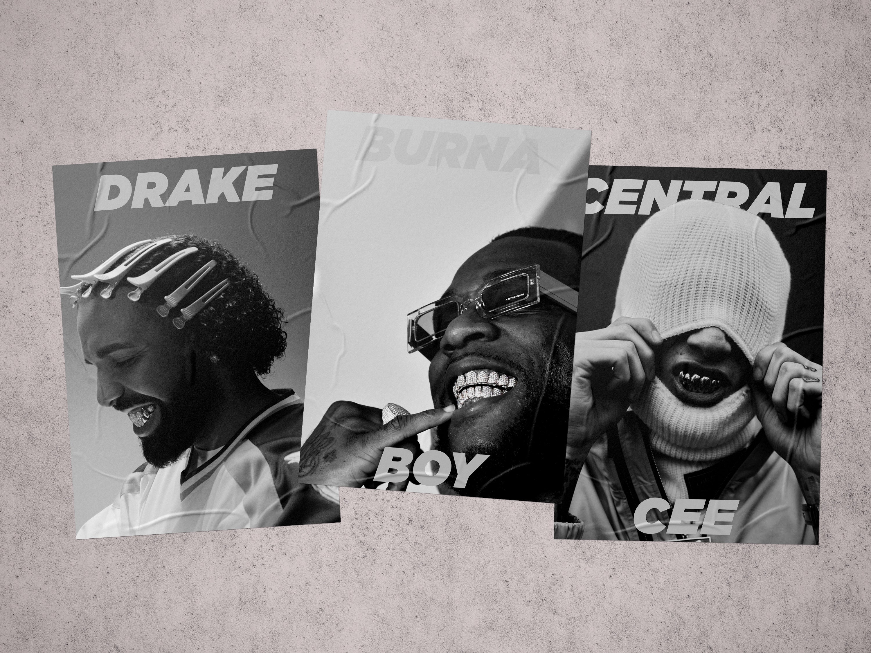 Burna Boy, Central Cee, Drake A3 Poster Pack, Digital Download, Room ...