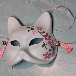 Flowering Branch Cherry Blossom Fox Mask | Sakura Japanese Kitsune Hand ...