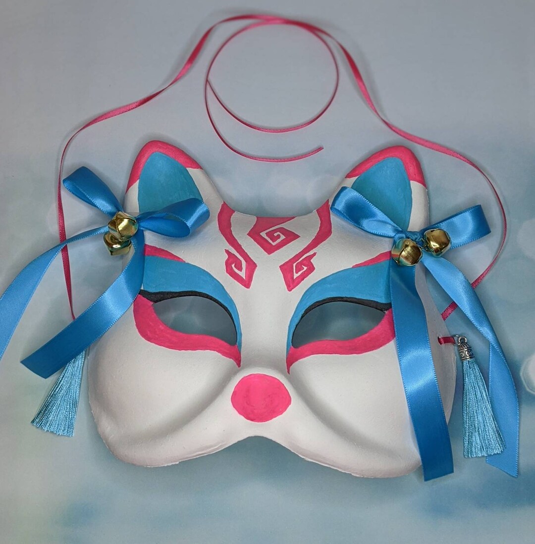 Game-inspired Spirit Blossom Ahri Fox Hand-painted Kitsune Mask Made-to ...