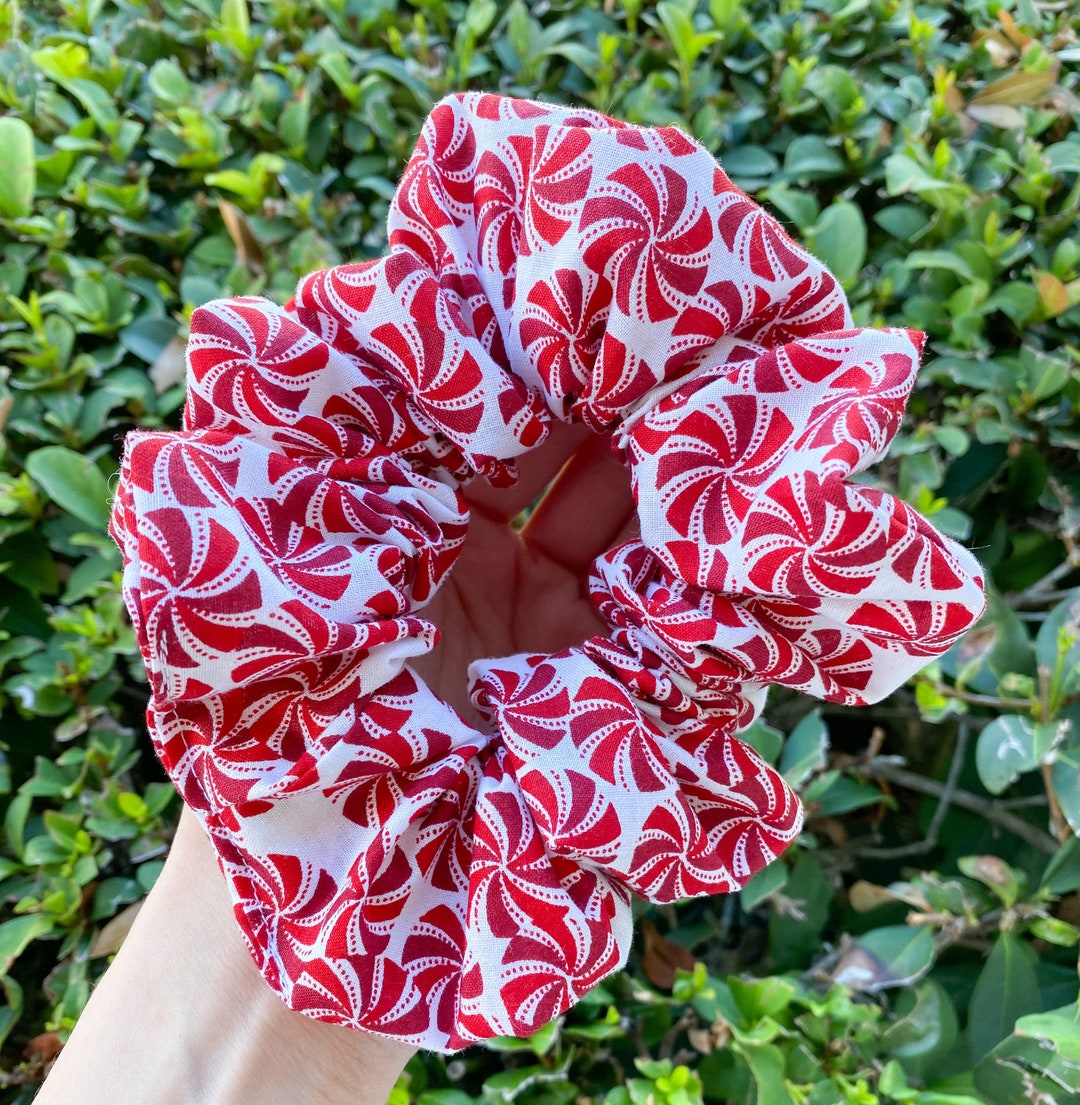 Christmas Candy Scrunchies Red and White Holiday Scrunchies - Etsy