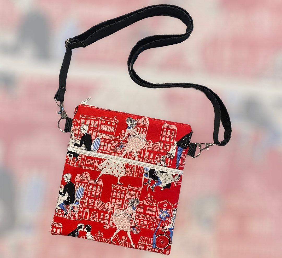 Red Paris Themed Crossbody Bag, Vintage Look, Spring Lovers Purse ...