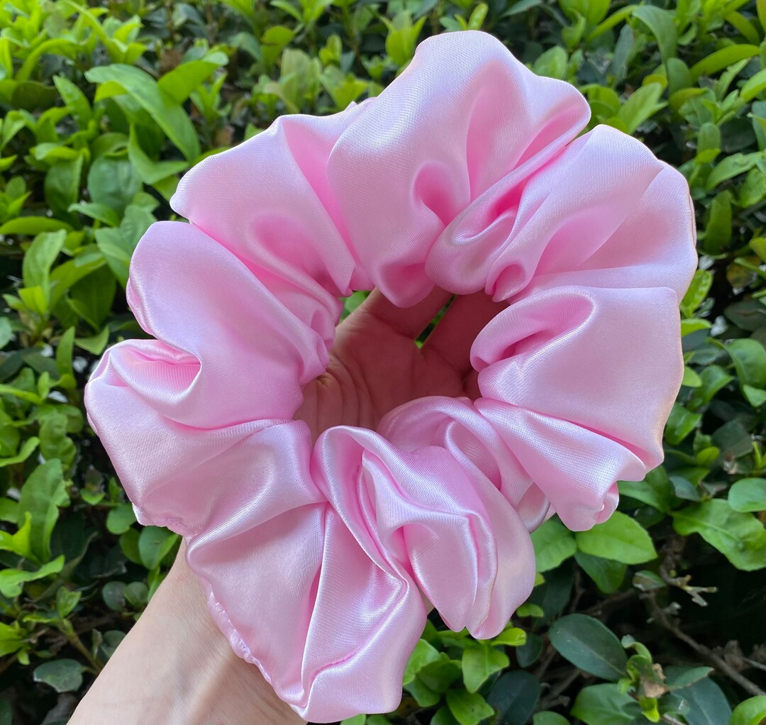 XL Baby Pink Satin Scrunchies, Bubblegum Pink, Spring Scrunchies ...